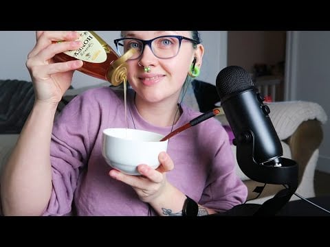 ASMR Honey Greek Yogurt Eating Sounds & Spoon Nibbles