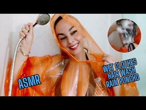 ASMR WET CLOTHES - HAIR WASH - SHOWER SOUNDS - RAIN PONCHO - PLASTIC SOUNDS