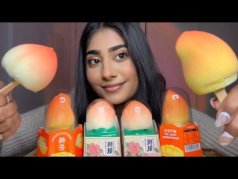 ASMR VIRAL MANGO & PEACH ICE CREAM MUKBANG | Satisfying Eating Sounds ...