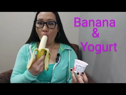 [4K] BANANA + YOGURT | ASMR 20 minutes mouth sounds and eating relax sounds