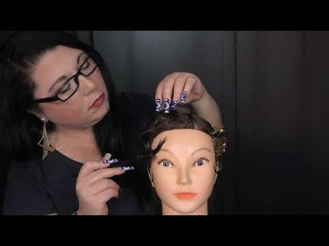 ASMR Perfectionist Hair Styling (Finger Waves, Hair Fixing, Hair Dryer Sounds) Hairdresser Roleplay