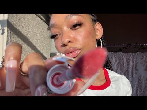 ASMR Doing Your Makeup 💜 (soft spoken with tapping and counting)