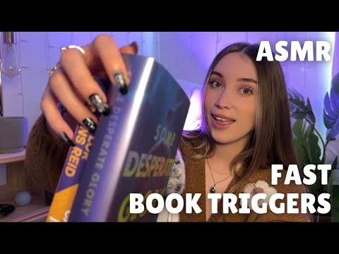 ASMR FAST book triggers! (close whispers, unpredictable tapping, scratching and more!)