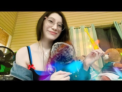 ASMR Blowing Bubbles 🫧 and Whispering