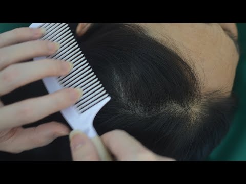 ASMR Hair Combing Sounds, Real Person Hair Parting With Comb For ...
