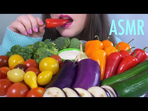 HEALTHY EATING ASMR Raw PURPLE Veggie Platter [Eggplant, Cauliflower ...