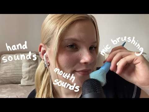 ASMR mouth sounds with hand sounds & mic brushing 🪼 | layered sounds