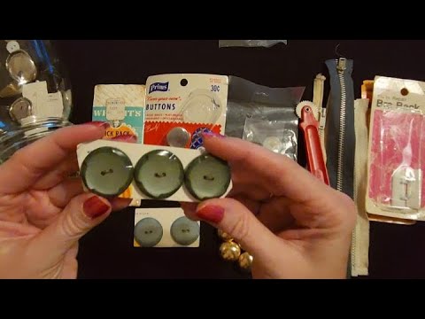 ASMR | Jar of Vintage Sewing Notions Show & Tell (Whisper)