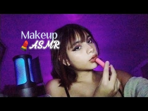 ASMR me maquiando e conversando💄(Mouth Sounds, toques na câmera, hand movements...)