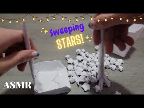 ASMR sweeping paper stars 🧹⭐+ reading them 📖!