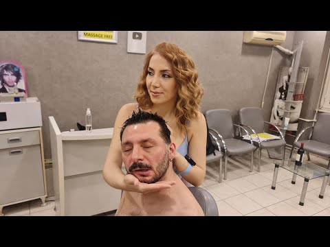 💈ASMR HAIR WASH, SCALP & FACE MASSAGE w/ BACK SCRATCHING | FULL BARBERSHOP EXPERIENCE by LADY BARBER