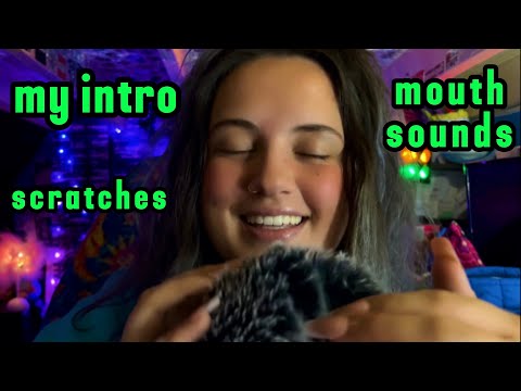 Repeating my intro ASMR — satisfying mouth sounds, mic scratching, face tapping/ scratching, etc!