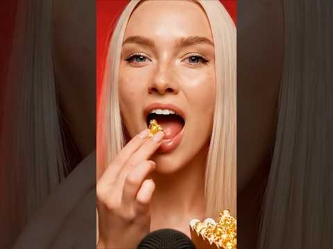 Golden Popcorn Chew ASMR 🌟🍿 Satisfying Crunch