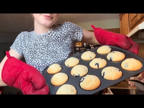 ASMR Baking Blueberry Muffins 🫐 (Whispered Voiceover)