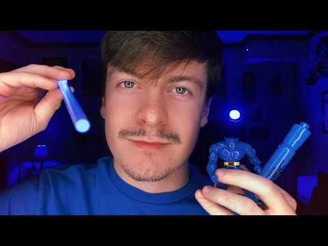 [ASMR] Blue ASMR Triggers | Light Triggers, Jean Scratching, etc. | Visual ASMR Triggers