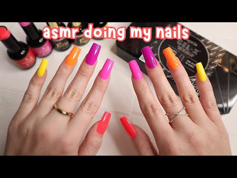 ASMR Doing My Gel X Nails | Sunrise Vibes 🌅