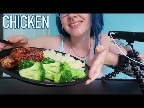 ASMR Eating Spicy Chicken Thigh Curry,Fish Fry Masala,Leg Piece,Rice ...