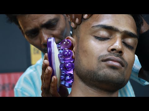 Uncle barber doing ASMR Head Massage With 3d ASMR Sound | Neck Cracking ...