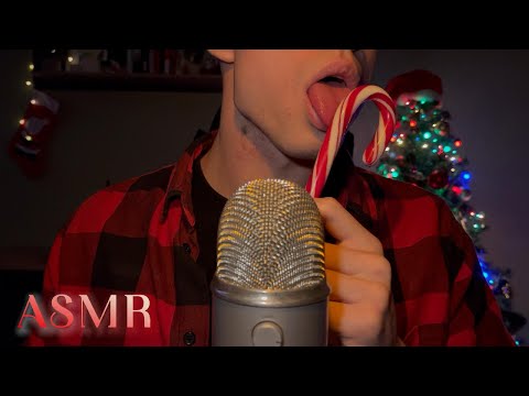 ASMR | Licking Candy Cane 🍭 Intense Mouth Sounds 🎄