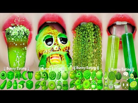 [10 Min] EXTREME Green Foods Lips ASMR Collection💚Tingle Mukbang