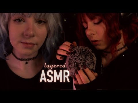 layered ASMR | close up clicky Mouth Sounds & Whispering - "Relax, Sk, Tk", Fluffy Mic, Visuals