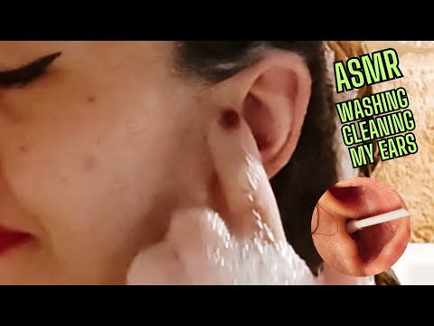 ASMR WASHING CLEANING RUBBING AND TOUCHING MY EARS - FOAM - RELAXING ...