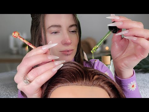 ASMR Scalp Check - Scalp Massage, Oil Treatment for Sleep 💤 😴