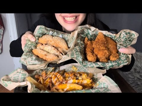 WINGSTOP TENDERS AND VOODOO FRIES ASMR EATING *HOT HONEY AND GARLIC ...