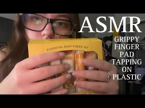 ASMR grippy finger pad tapping on plastic
