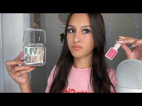 ASMR| Your SASSY older sister does your press on NAILS💅