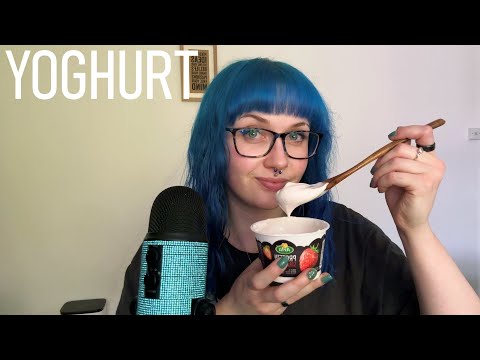 ASMR Strawberry Yoghurt Eating Sounds & Tub Scraping 🥄