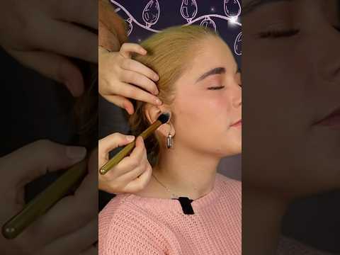 asmr hair play & face brushing on a real person 💙 soft spoken