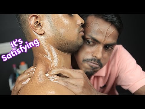 ASMR Oil Neck And Shoulder Massage With Satisfying 3D Sound | Head ...