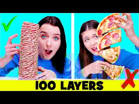 ASMR One, Three and One Hundred Layers Food Challenge | Best Compilation
