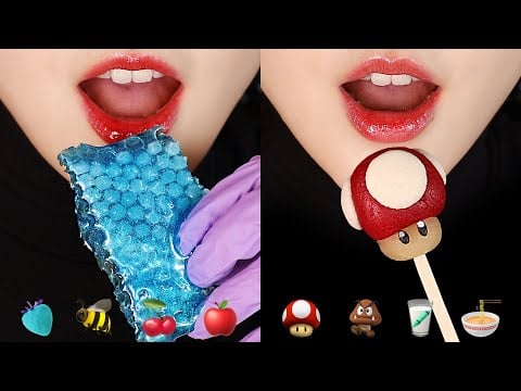 EMOJI FOOD CHALLENGE ASMR SUPER MARIO FOOD, HONEYCOMB ETC 🍄