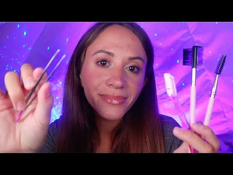 ASMR / Doing Your Eyebrows (skincare & plucking)