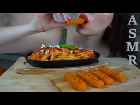 ASMR | Eating Spaghetti And Fried Fish Sticks | EATING SOUNDS | No ...