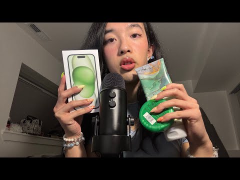 ASMR green trigger tapping 🌿 (fast and aggressive)