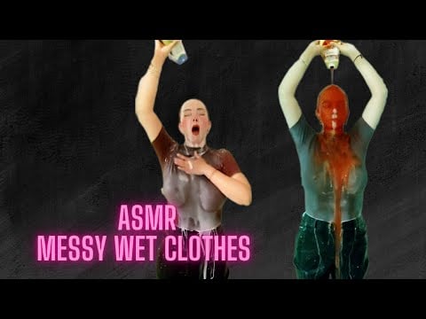 ASMR MESSY WET CLOTHES: 4 LITRES OF TOMATO SAUCE AND MILK - WET LOOK ...