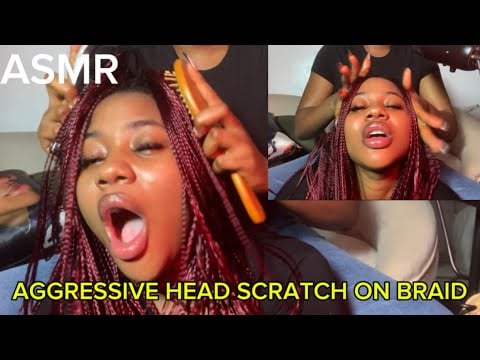 ASMR💫AGGRESSIVE HEAD SCRATCH ON BRAID