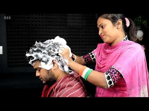 Head Massage With Shampoo By Barber Girl | ASMR Shampoo Massage With ...