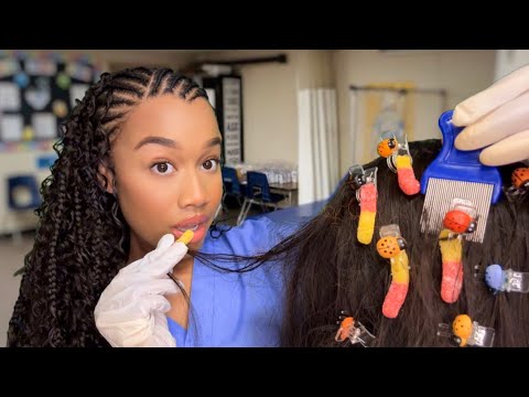 ASMR School Nurse Eats The Lice Out of Your Hair 😋🪲 Lice Check Role ...