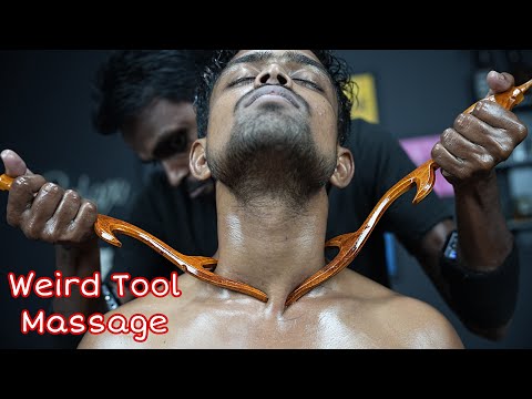 Lots Of Oil Head And Neck Massage ASMR With Weird Tool | Neck Cracking ...