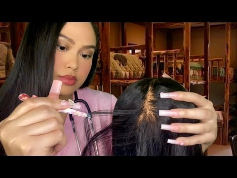 ASMR Lice Check & Scalp Exam with Long Nails (Whispered)