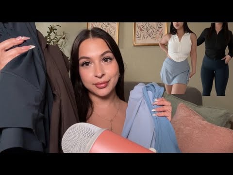 ASMR Clothing Try On Haul Crisp Fabric sounds, whispering 🫶🏼