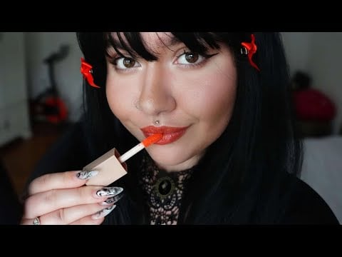 ASMR Lip Gloss Application and Kisses ♡ Mouth Sounds, Plucking and ...